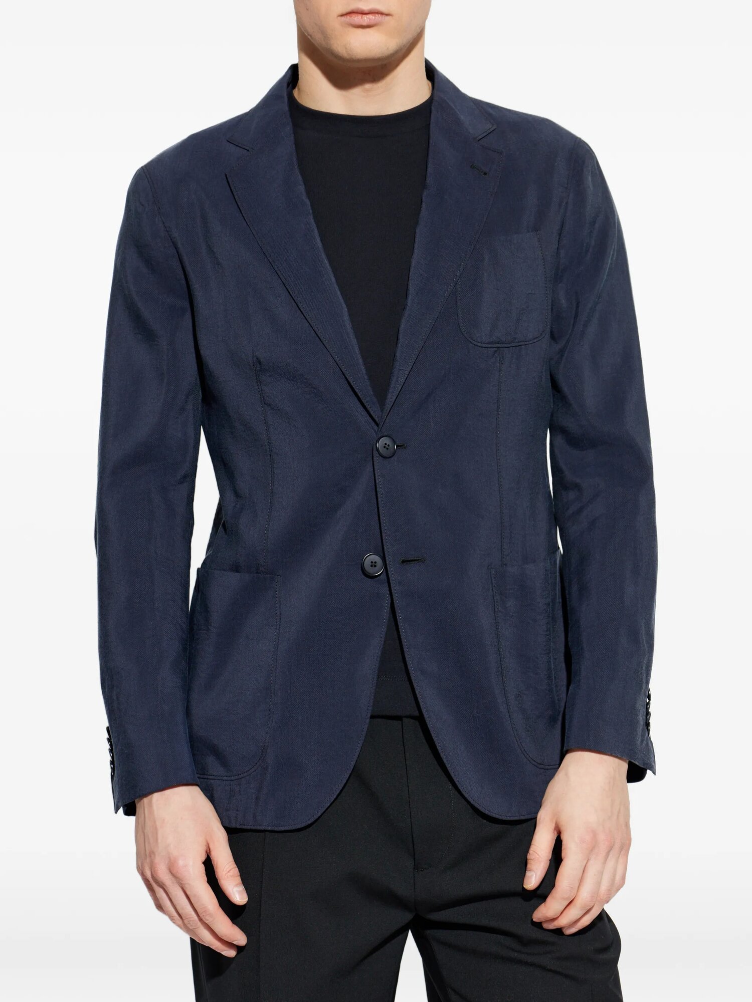 Пиджак GIORGIO ARMANI Single-breasted blazer, размер 54, синий — фото 1