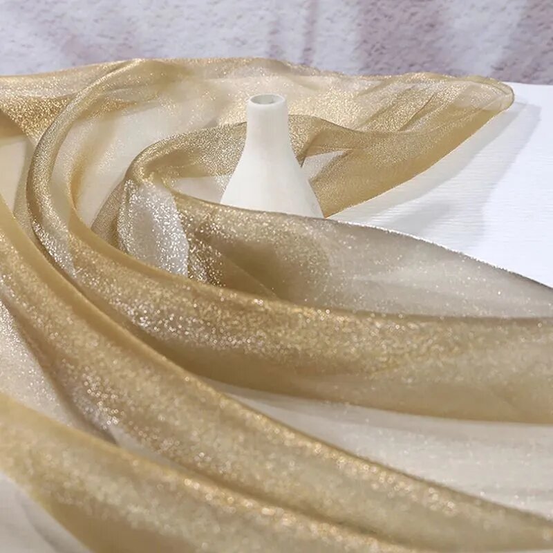 1 кусок Блестящая Органза ткань, длина 1 метр, ширина 140 см, материал для свадебного платья