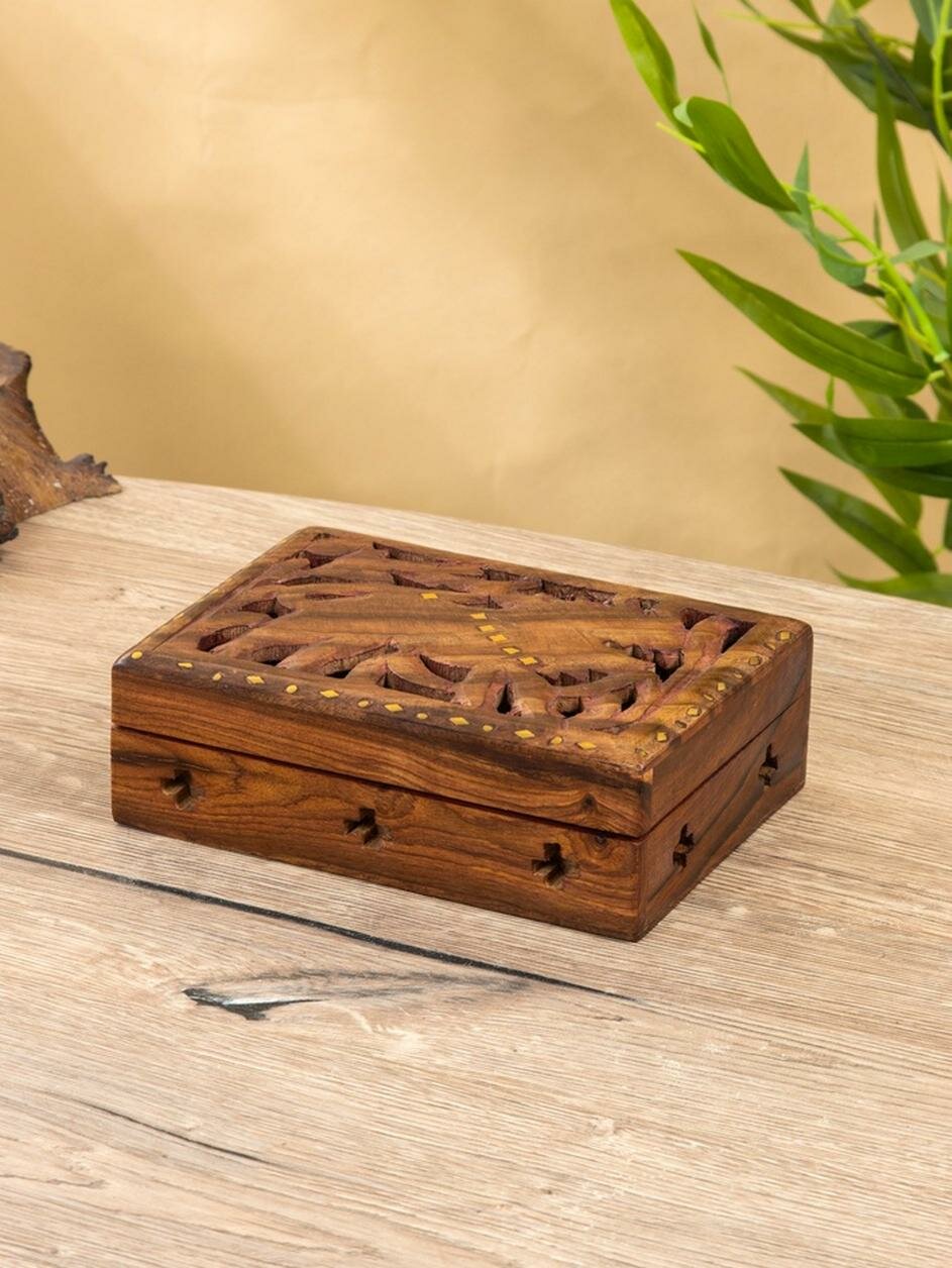 Шкатулка «Хранитель», резная, размер 18×13×6 см, дерево шишам