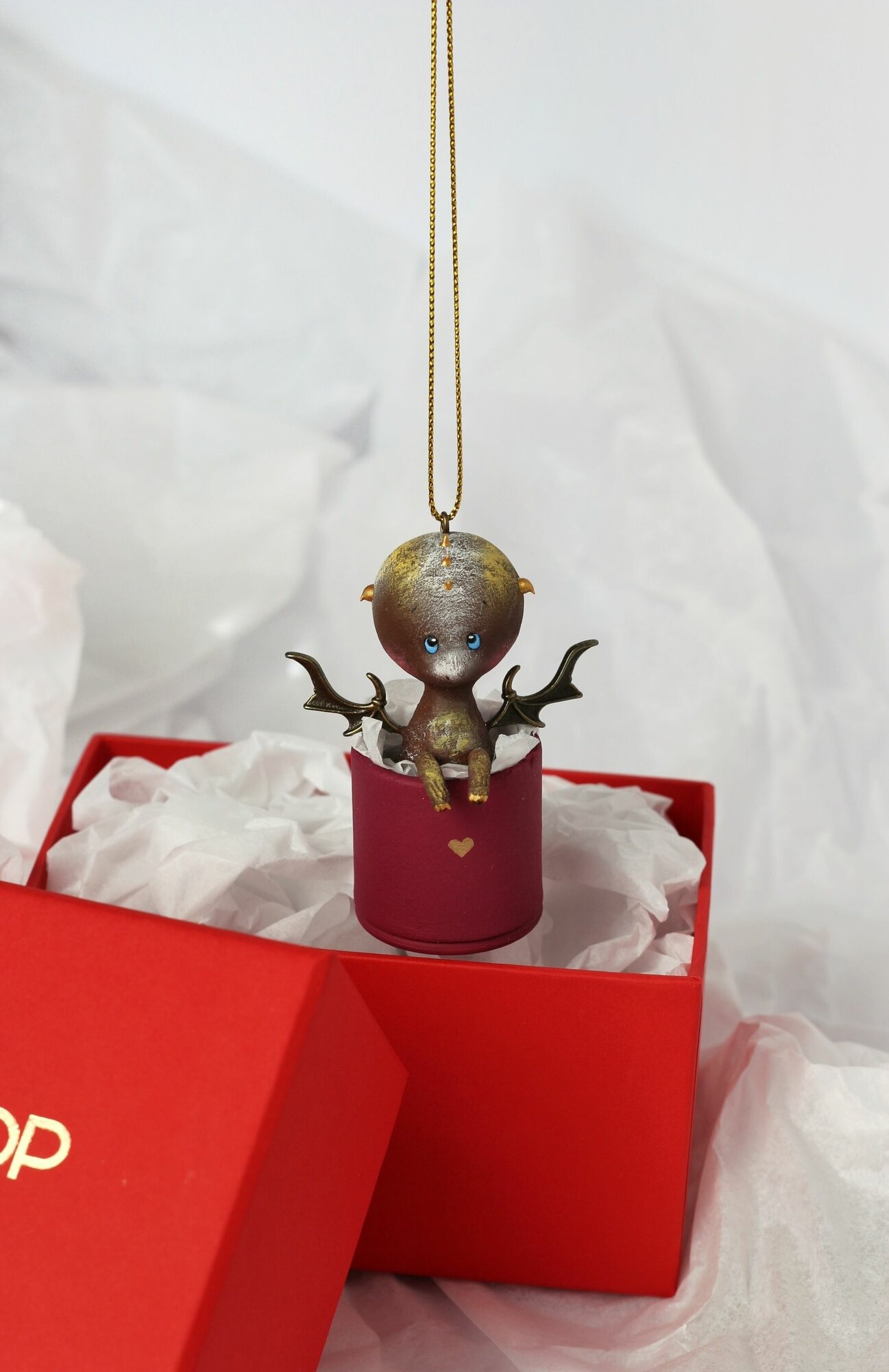 Декоративная игрушка дракончик "Я сам подарок", елочная игрушка дракон