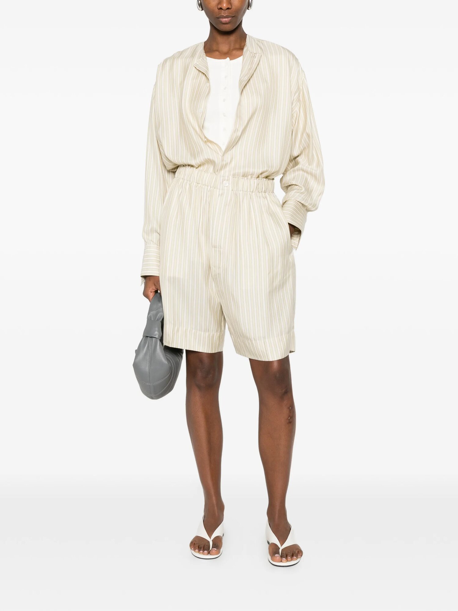 Рубашка Carven Striped-pattern collarless shirt, размер 36, разноцветный — фото 1