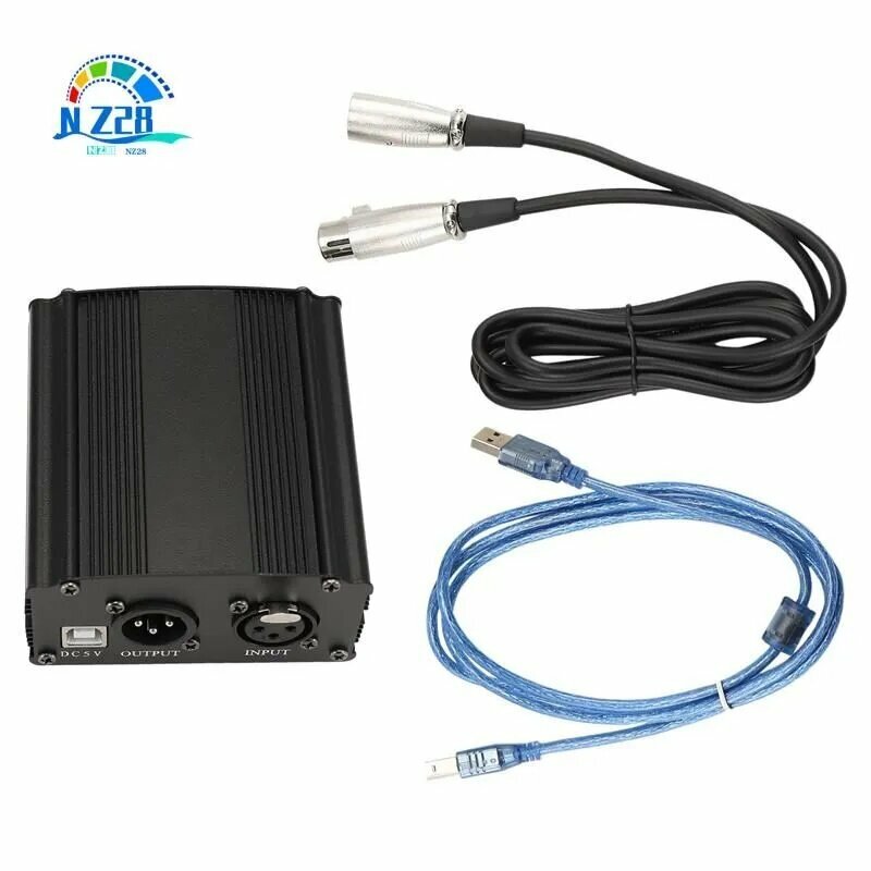 (P X) 1-Канальный Источник Фантомного Питания 48 В С 3-Контактным Микрофонным Кабелем XLR Для Конденсаторного Микрофона