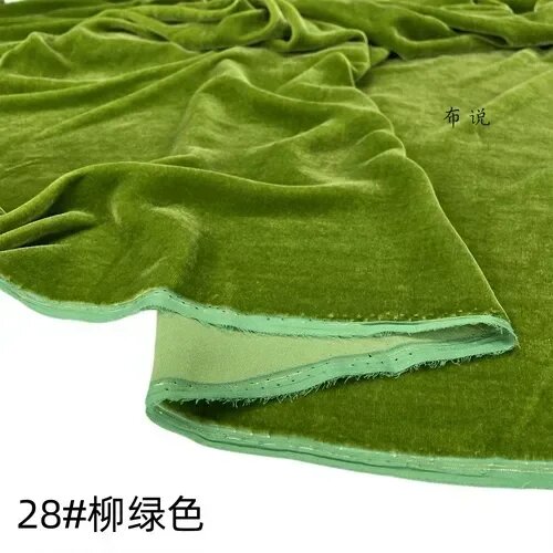 Золотой шелковый бархат для пошива чеонгсам 1,4х1 м Зеленый, 1 meter, 28 Willow green