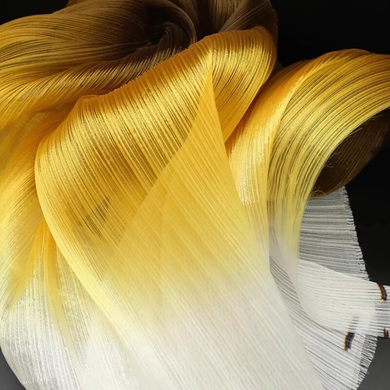 Плиссированная органза ткань Lisveick 1 м Светло-желтый, 35, Straighten 1 Meter