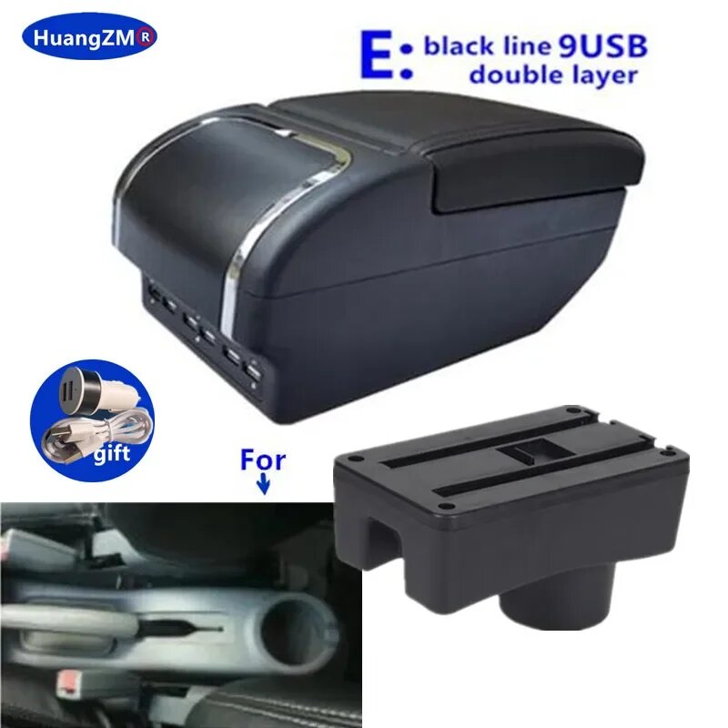 Для Hyundai Accent Tagaz подлокотник для Hyundai Accent автомобильный подлокотник ящик для внутренних деталей центральный ящик для хранения автомобильных аксессуаров E black line 9USB