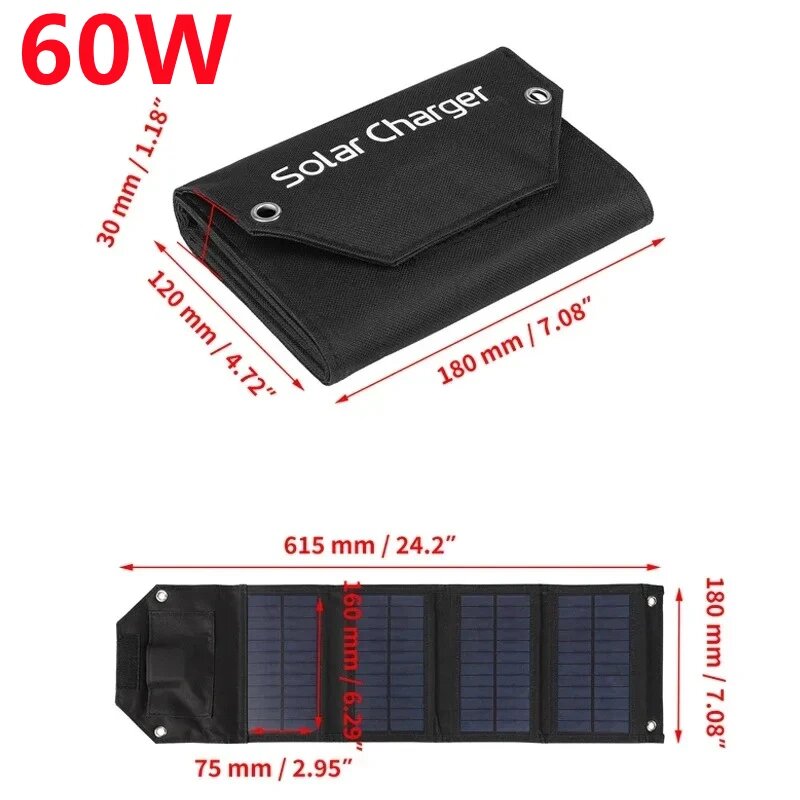 Солнечная панель 50 Вт портативная складная 60W