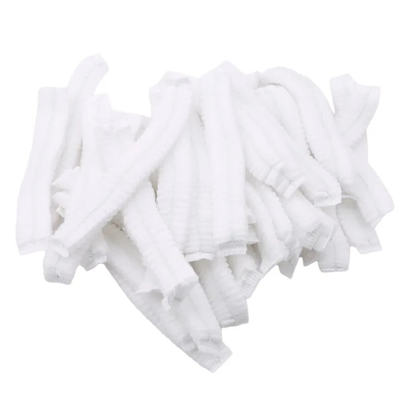 Одноразовые шапочки для душа из пластика 100 шт. Белый, WHITE