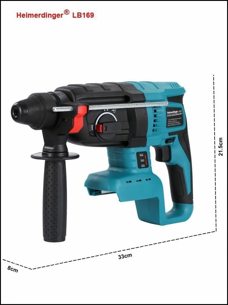 18V Бесщеточный перфоратор Heimerdinger, 800 Вт, 3.2 Дж, 3 режима, патрон SDS+, LB169
