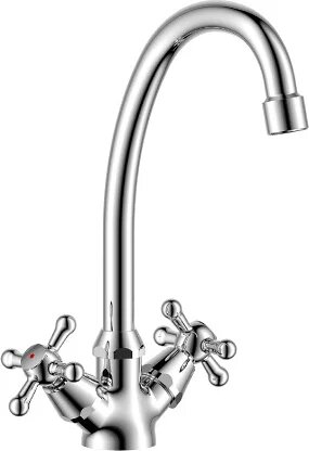 Смеситель для кухни Rossinka Y Y02-71 с поворотным изливом, хром, глянцевый, вентильный, латунный