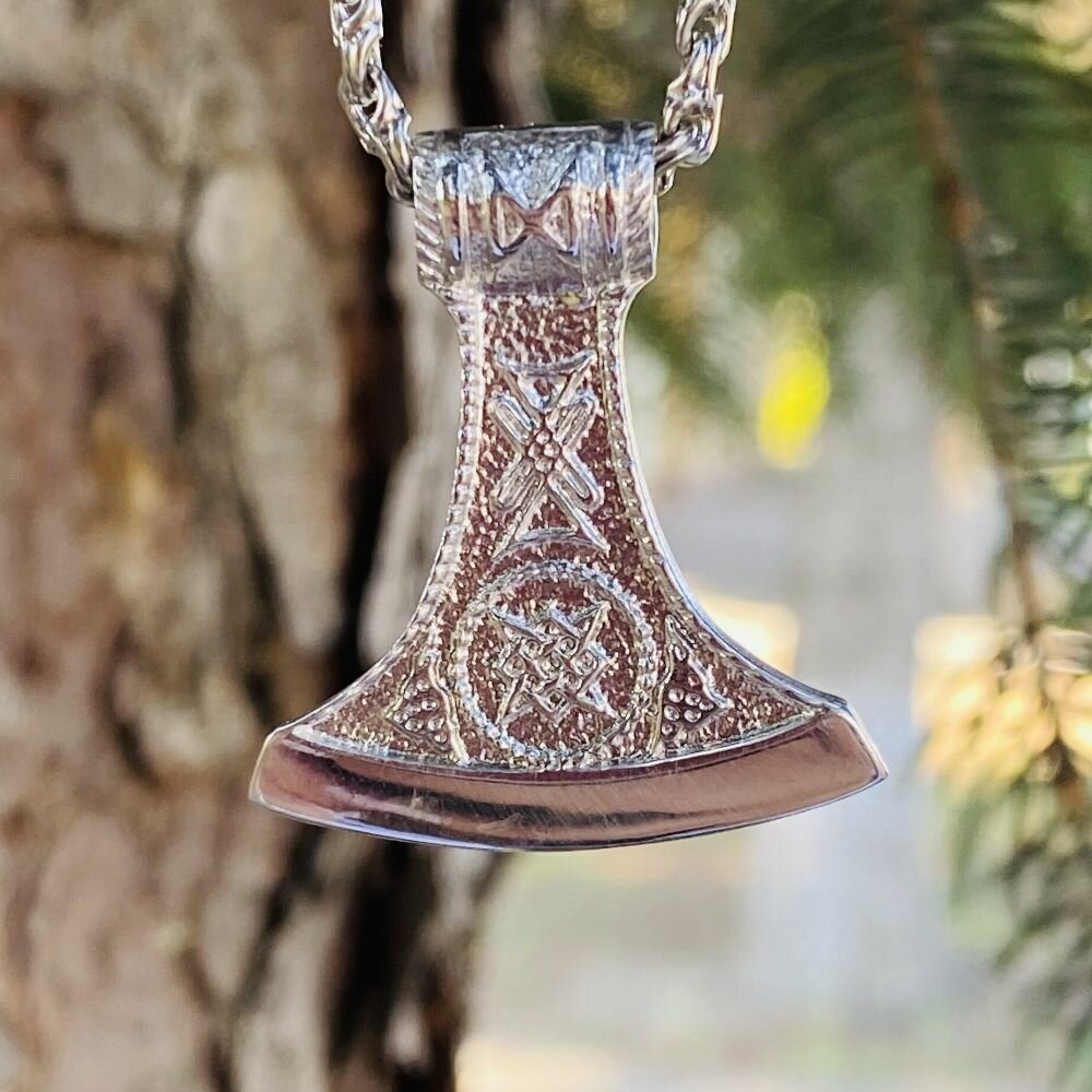 Славянский Оберег " Секира Перуна cо Звездой Руси " серебро 925 проба