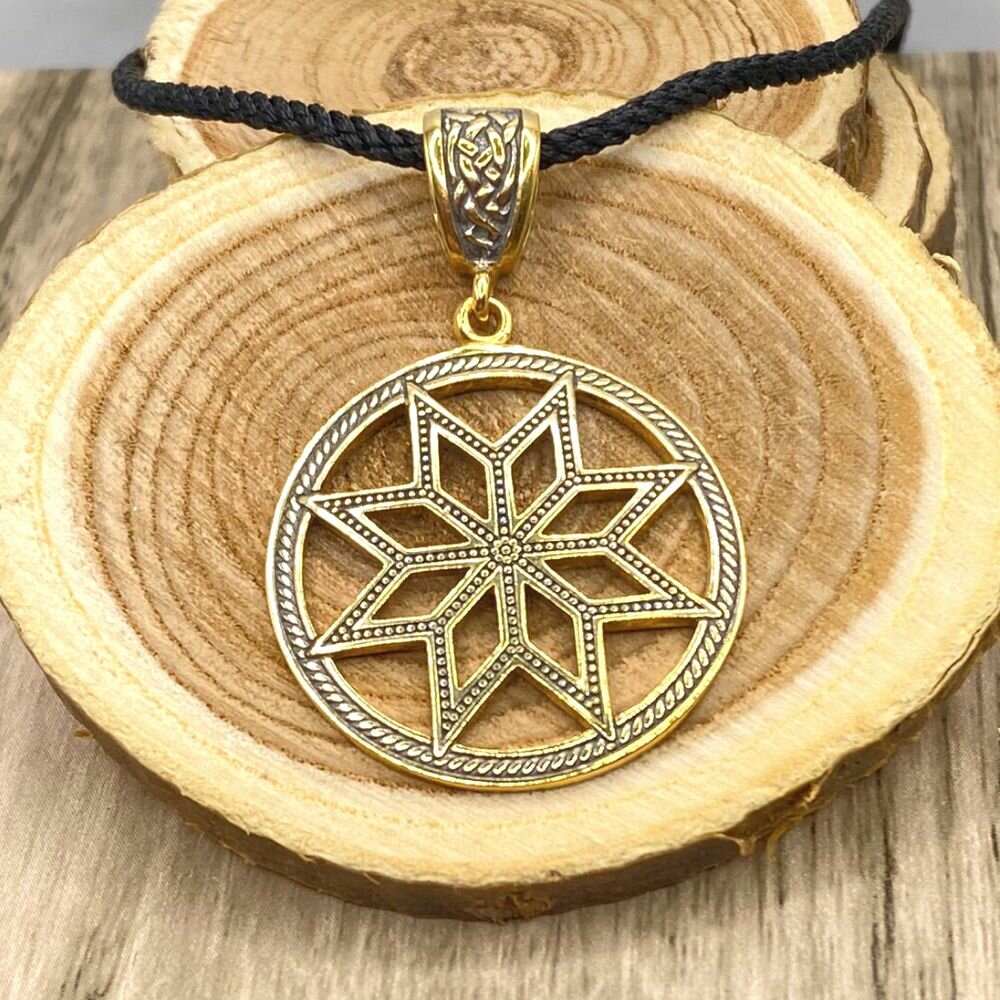 Славянский оберег с позолотой " Алатырь "