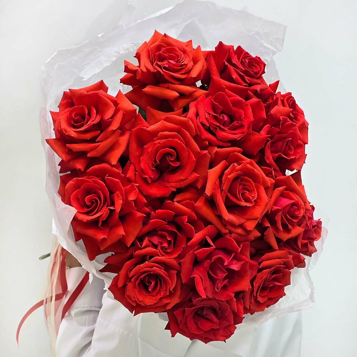 Огненный букет "Роскошь" Талисман Флора, красные французские розы