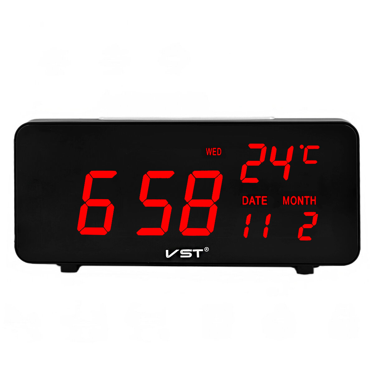 Сетевой будильник Vst763W-1 часы 220В красн. цифры+USB кабель (без адаптера)