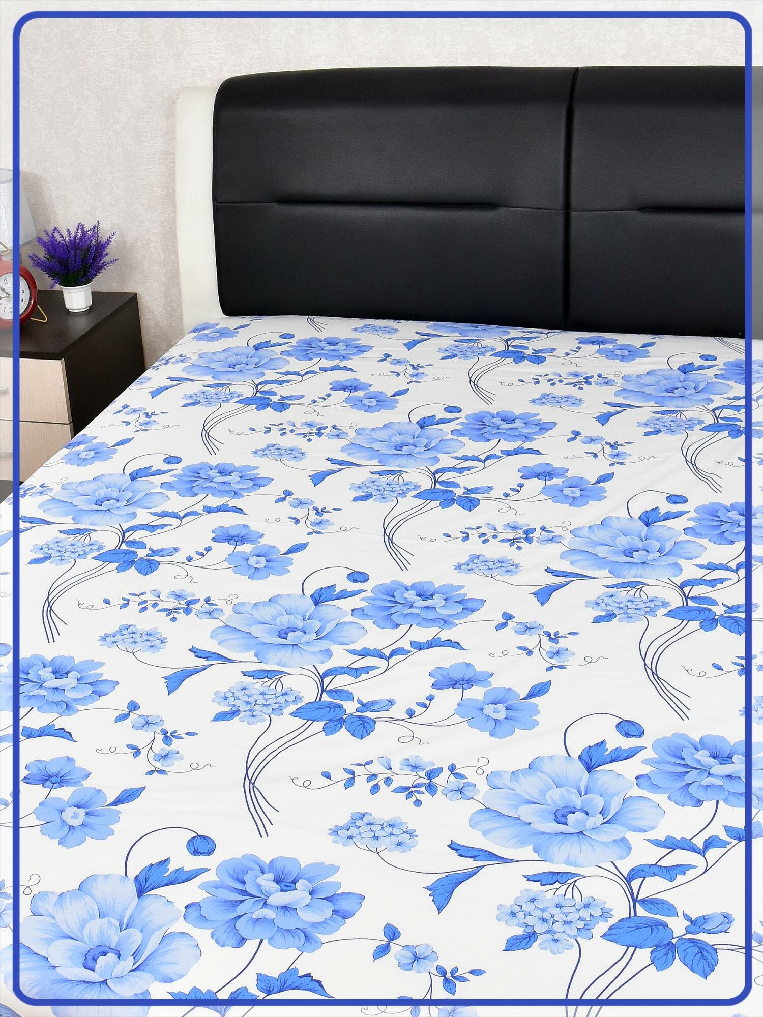 Простыня Шуйская бязь Пион голубой 7255-3 180х210