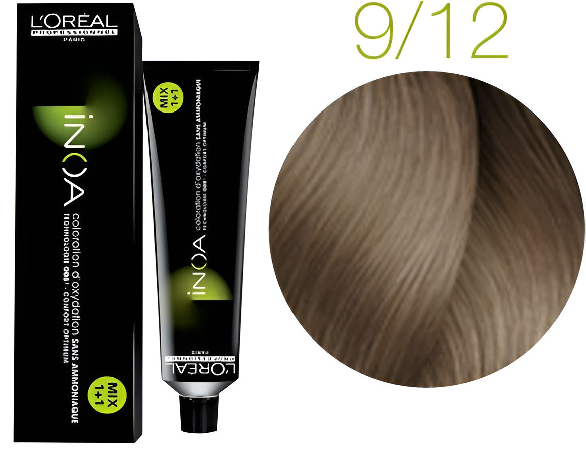 Краска для волос L'OREAL Professionelle иноа 9.12 блондин пепельно-перламутровый 60мл