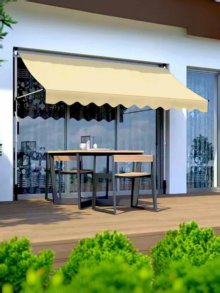 Регулируемый уличный тент от солнца Ручной навес для балкона и окон Прочный полиэстер