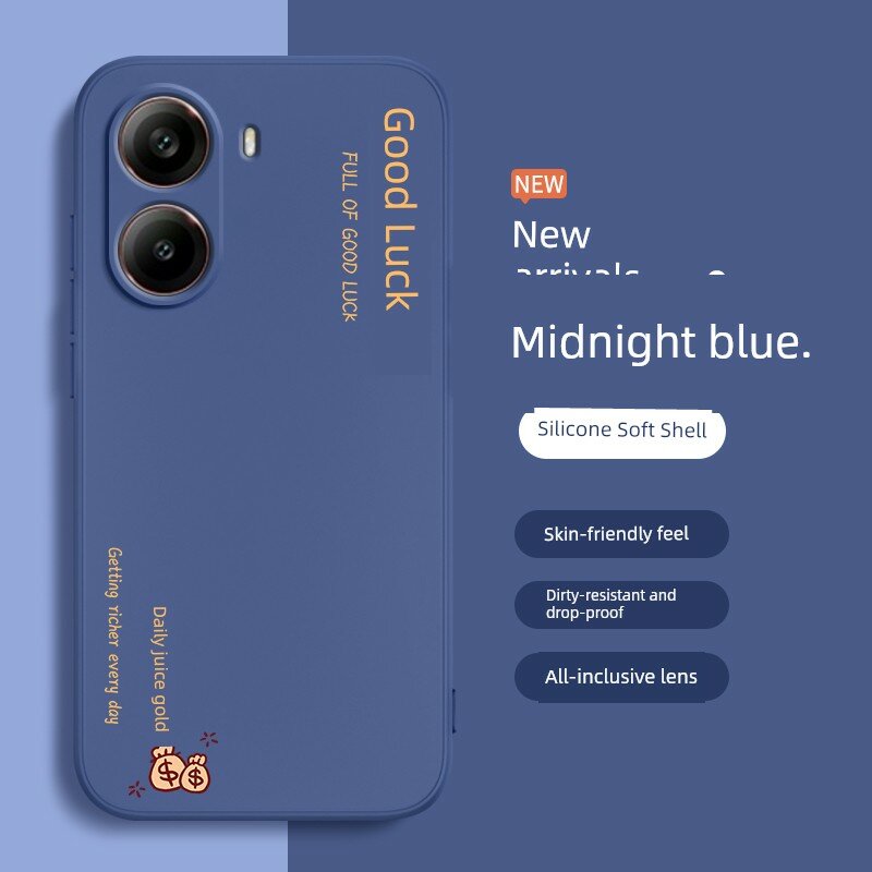 Жидкий силиконовый чехол для Xiaomi Redmi Turbo 4 - Полная защита, ударопрочный, темно-синий