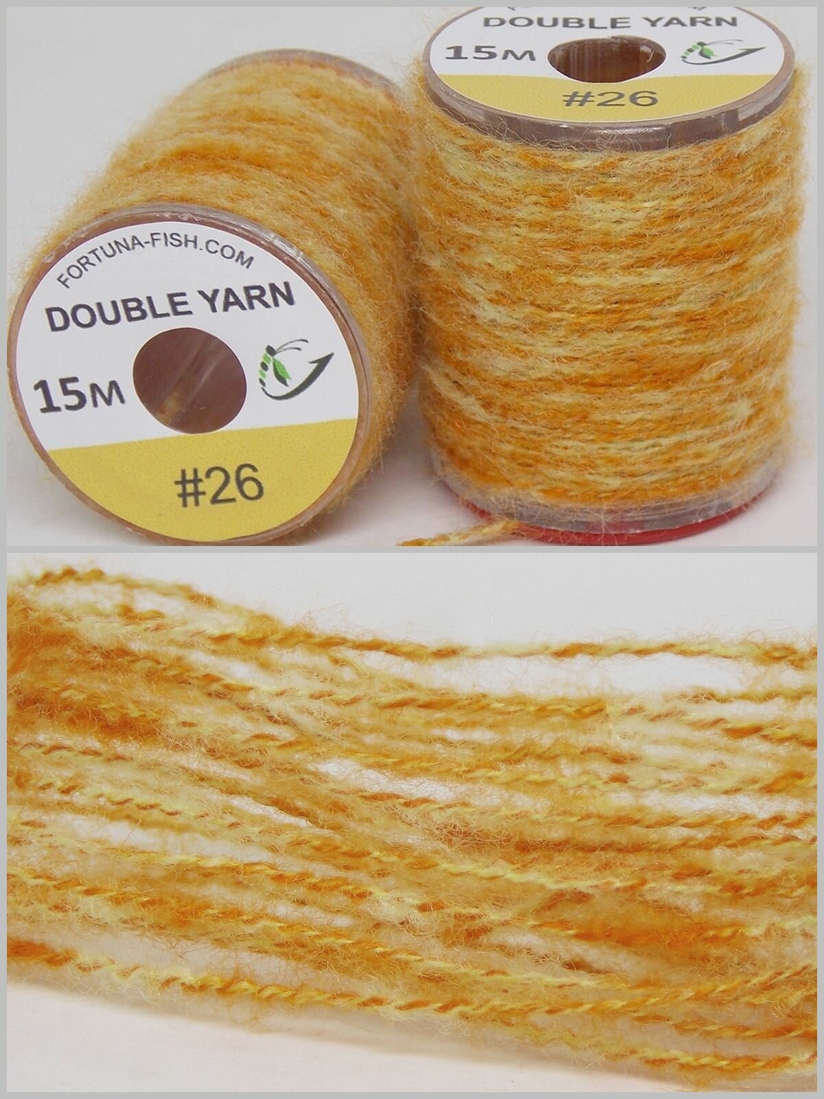 Пряжа Double Yarn #26 - Carrot / Pale Yellow (15 м.)