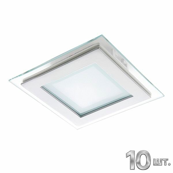 Светильник потолочный светодиодный влагозащищенный Lightstar ACRI 212020, IP44 для ванной, 3000K, 6W, квадратный, белый, комплект 10 шт.