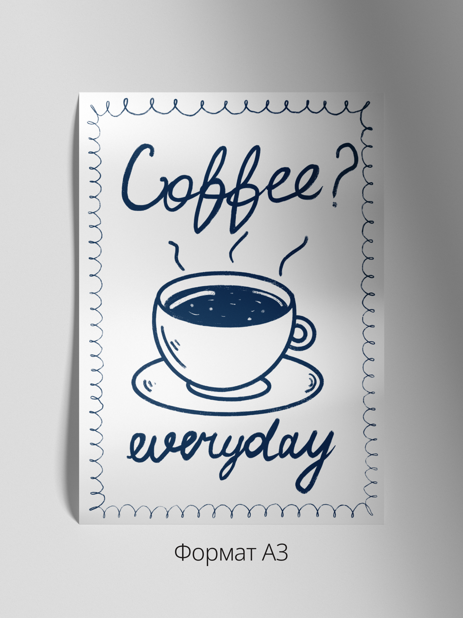 Постер без рамы A3 "Coffee everyday", плакат на кухню формат А3 30x42 см в стиле Pinterest