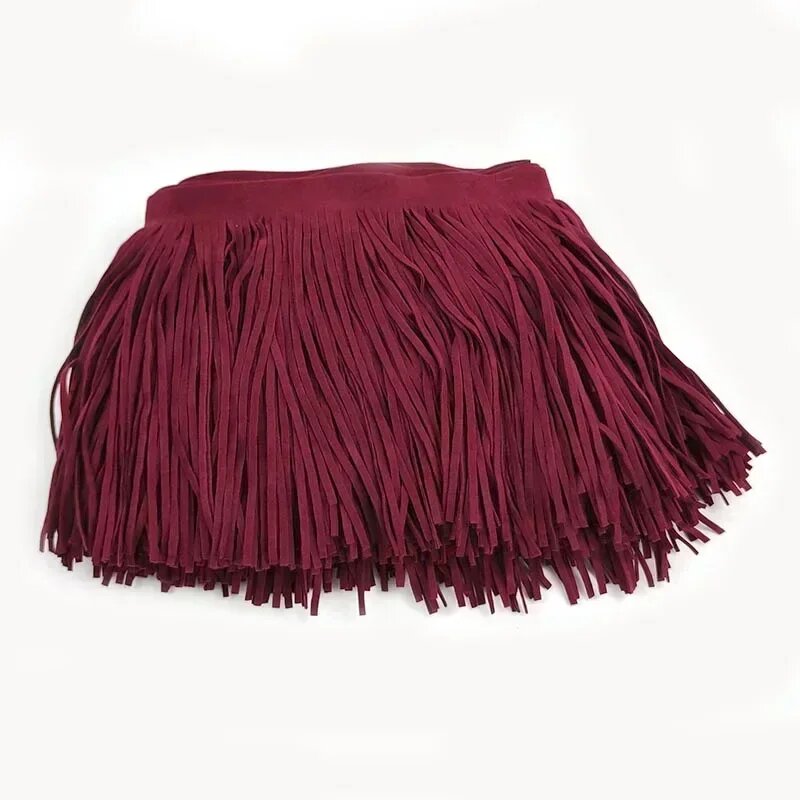 Замшевая бахрома с кисточками Deepeel 1 метр Бордовый, 10cm, PurpleRed38
