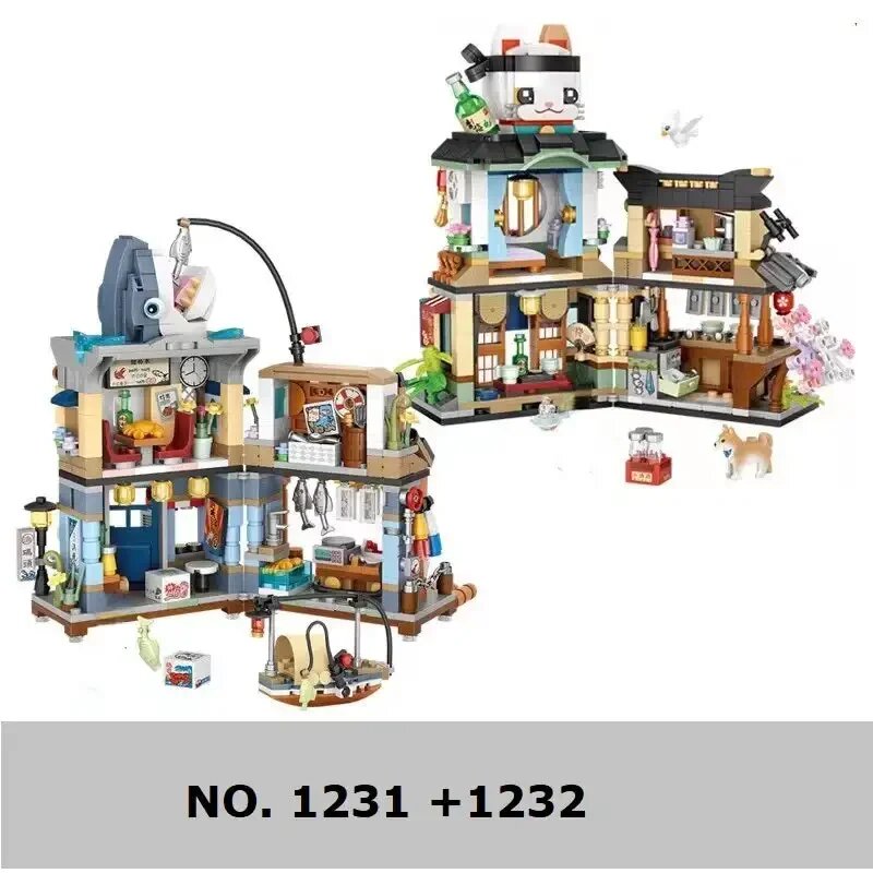 LOZ Японская улица, мини блоки, белый, 1231-1232-no box