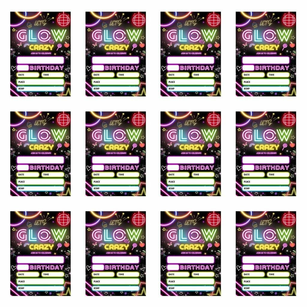 Флуоресцентные открытки-приглашения (12 шт.), 7