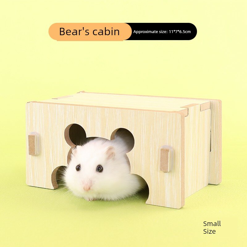 Деревянная игрушка-медведь для хомяка, декоративный домик-гнездо, убежище для золотистого хомяка, декоративные