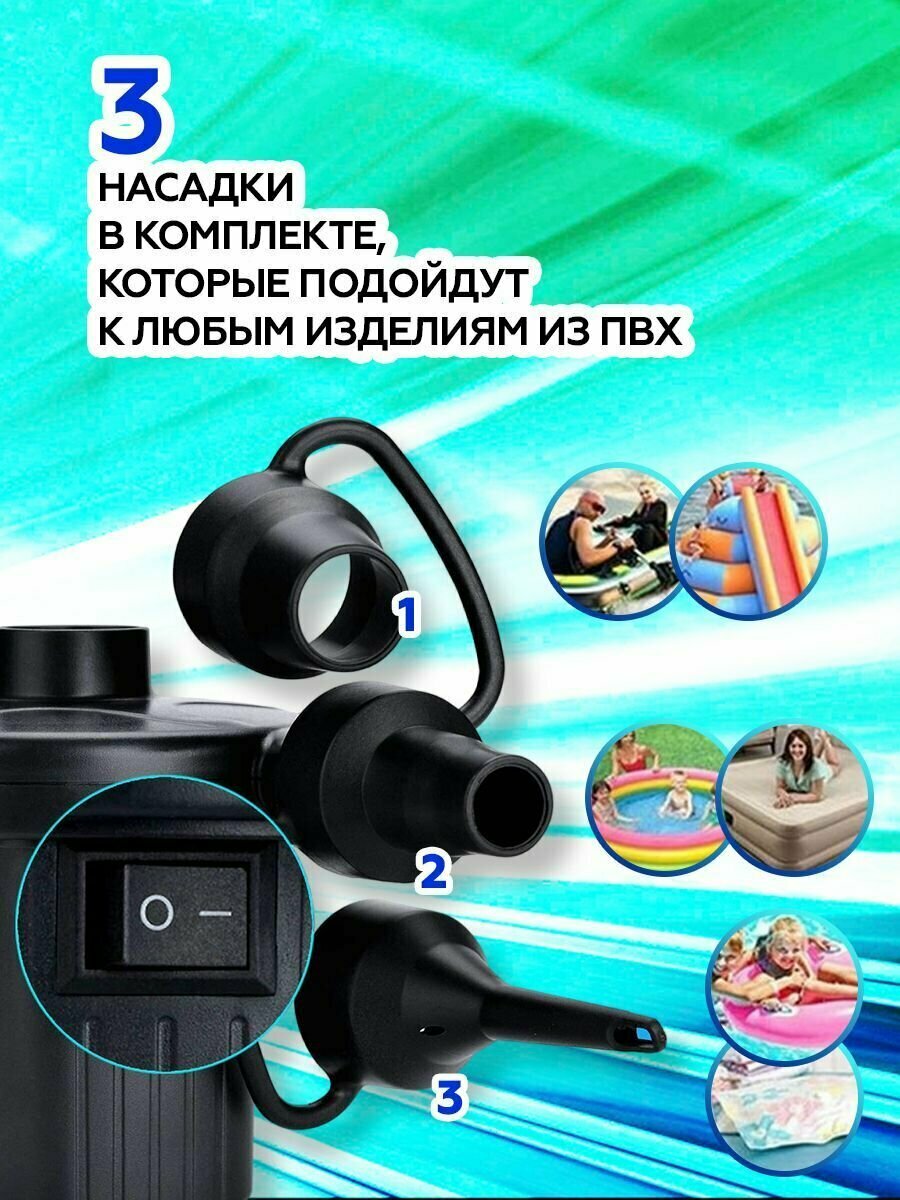 Электрический насос для накачивания, домашний, для автомобиля, нагнетательный и вакуумный, 110–240 В. — фото 1