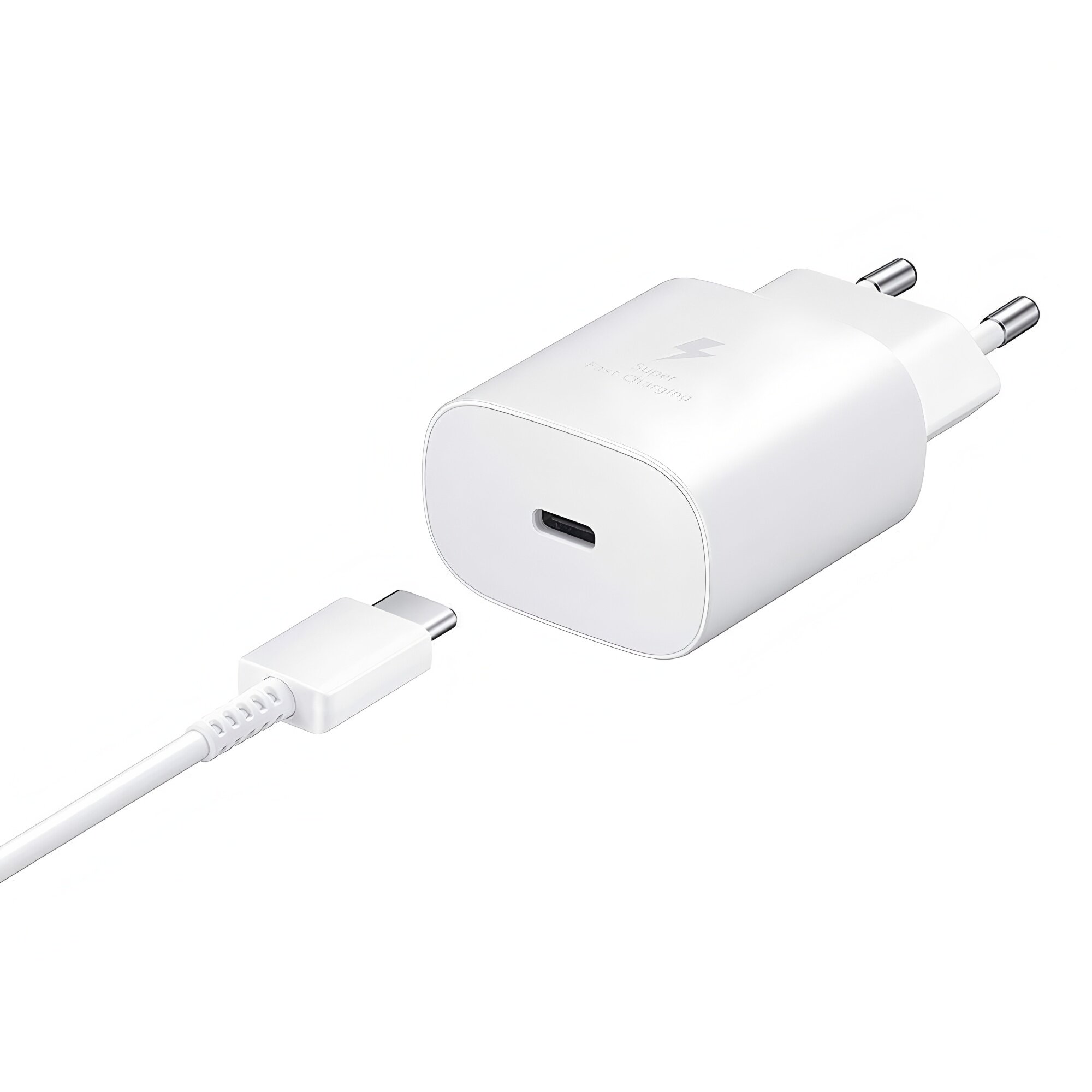 Адаптер для Samsung 25W USB-C + Кабель Type-C (5A), быстрая зарядка, белый