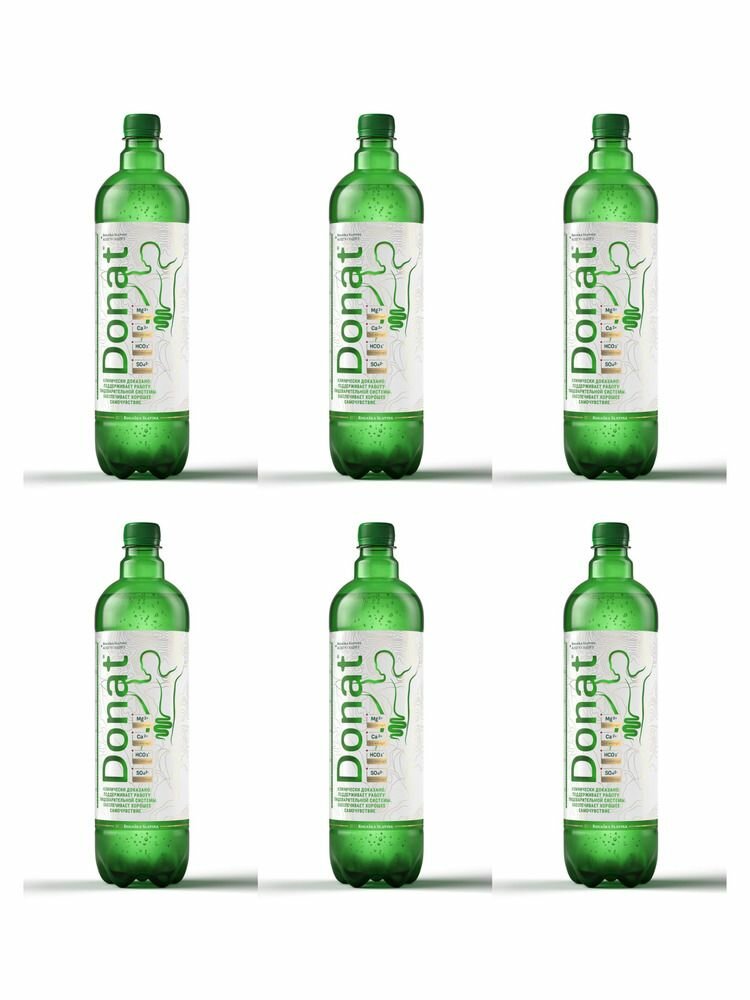 Donat Mg Вода минеральная лечебно-столовая газированная, 1 л, 6 шт