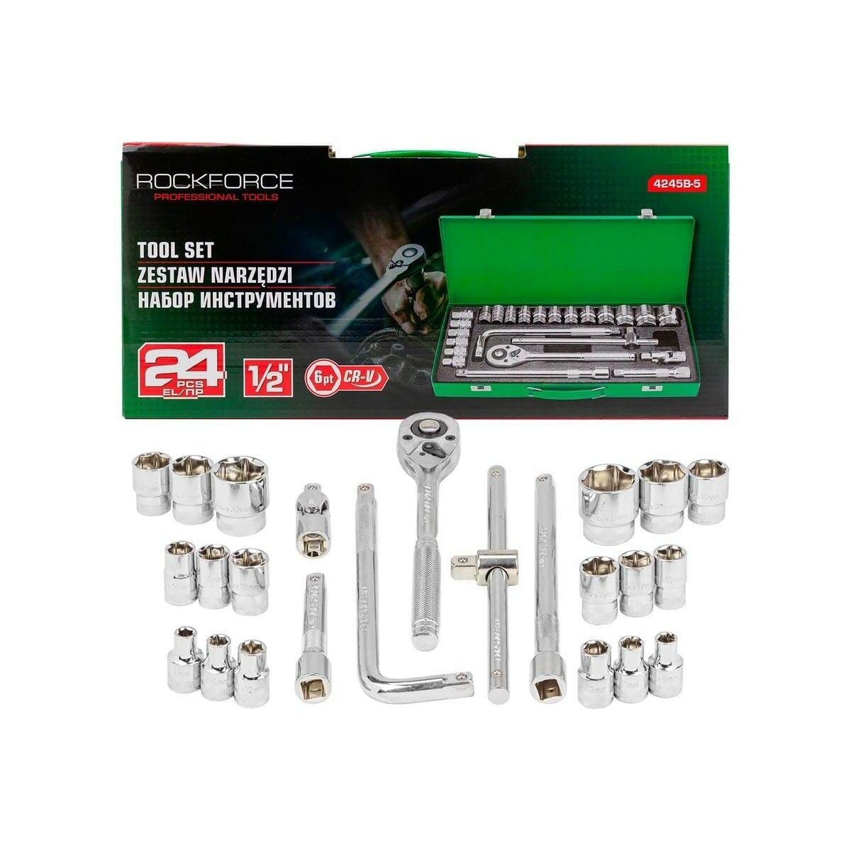 Rockforce Набор инструментов 24 предмета 1/2" (6граней) RF-4245B-5(57881)
