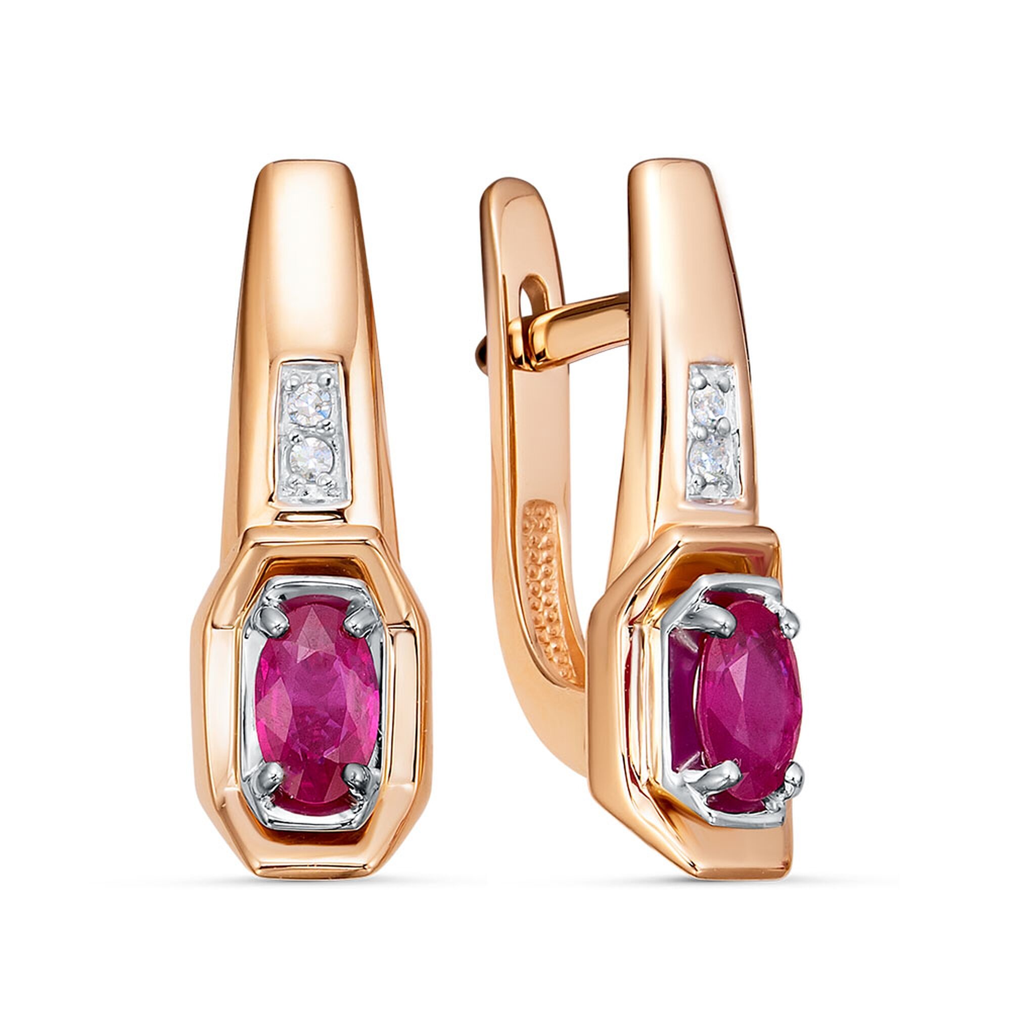 Серьги, красное золото, 585 проба, бриллиант