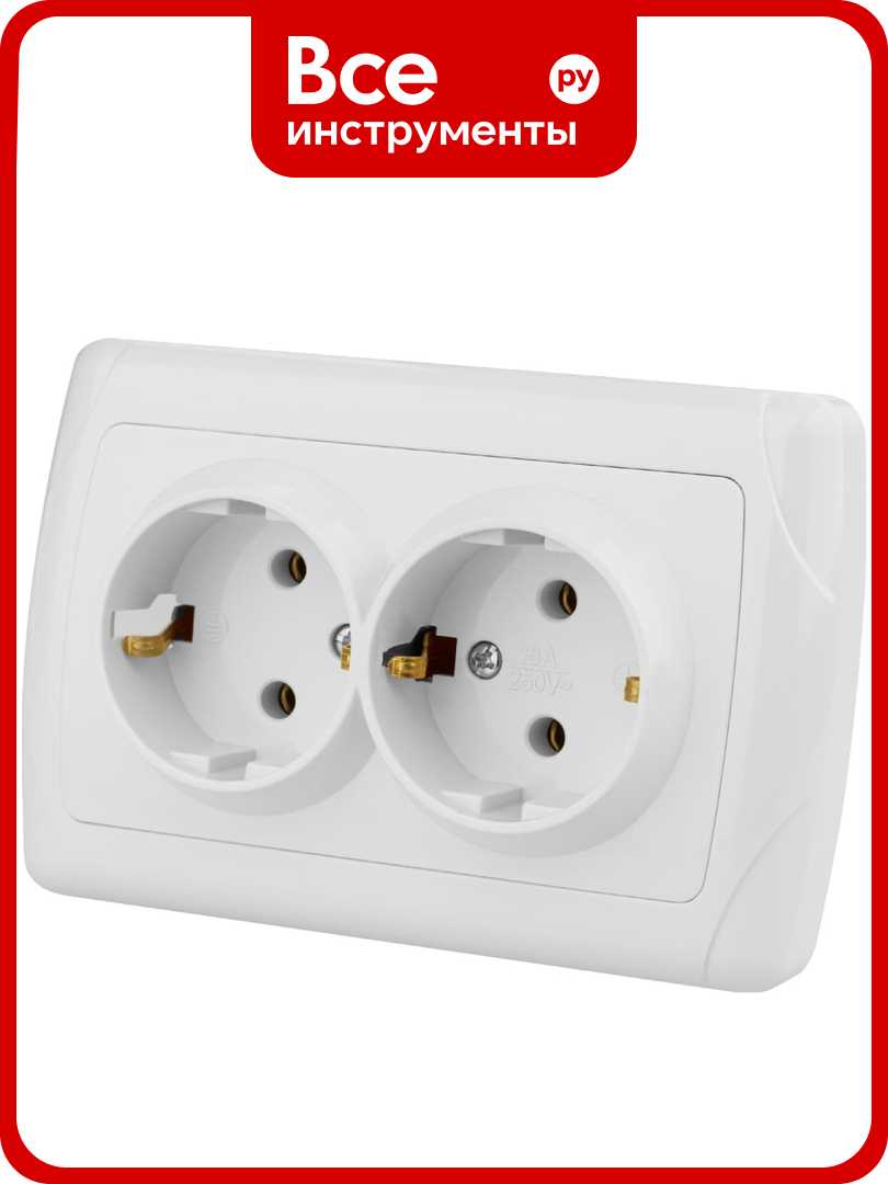 Двойная розетка, белая 2П+3 16А 250В TDM ELECTRIC Онега SQ1805-0018, белый,