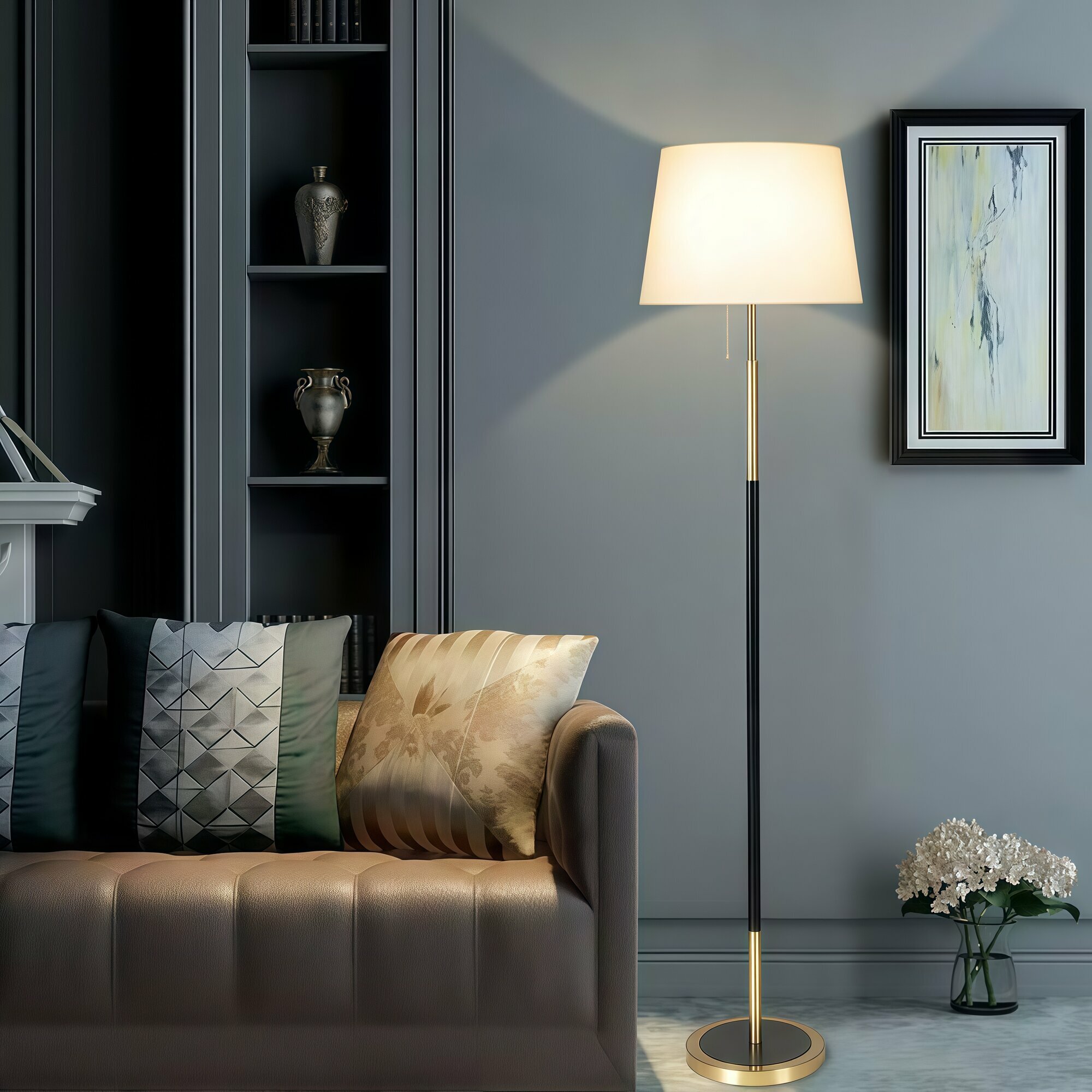 Торшер Oliver Light, E27, мощность 40 Вт, IP20, ткань и железо，розовый