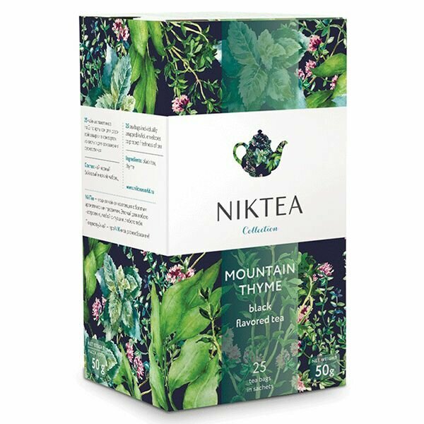 Niktea/ Чай в пакетиках Горный Чабрец, зеленый, 25 пакетиков