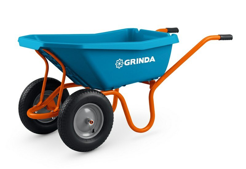 Тачка садовая Grinda 422406 GP-22 ProLine, ударопрочный пластиковый кузов, 110 л, 220 кг, двухколесная, пневматические колеса