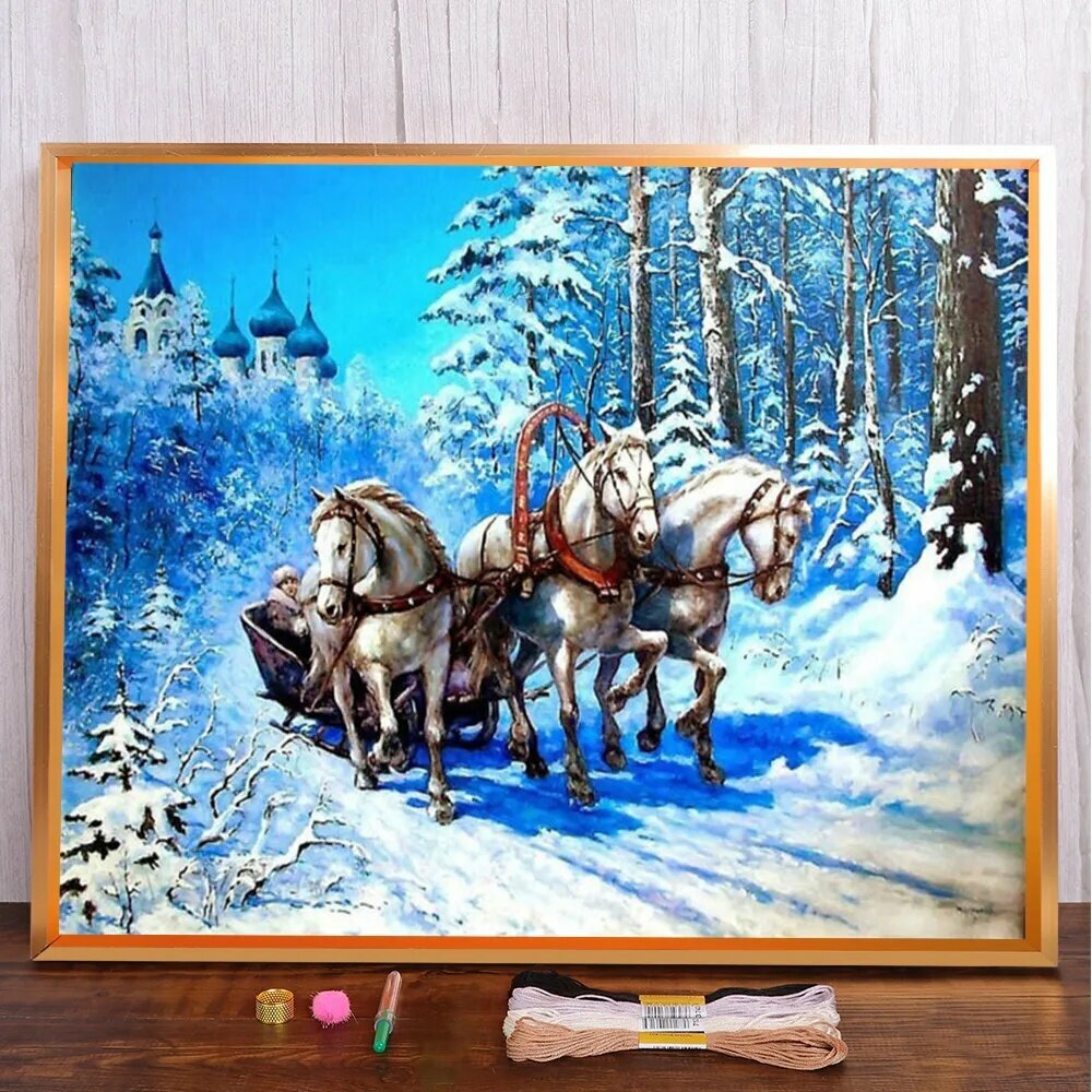 MEIAN Набор для вышивания,70x50CM,14CT, Городской трамвай