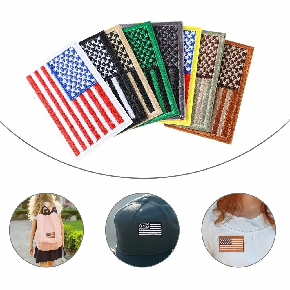 Тканевые Аппликации Флаг США 8 Штук Для DIY Проектов И Рукоделия