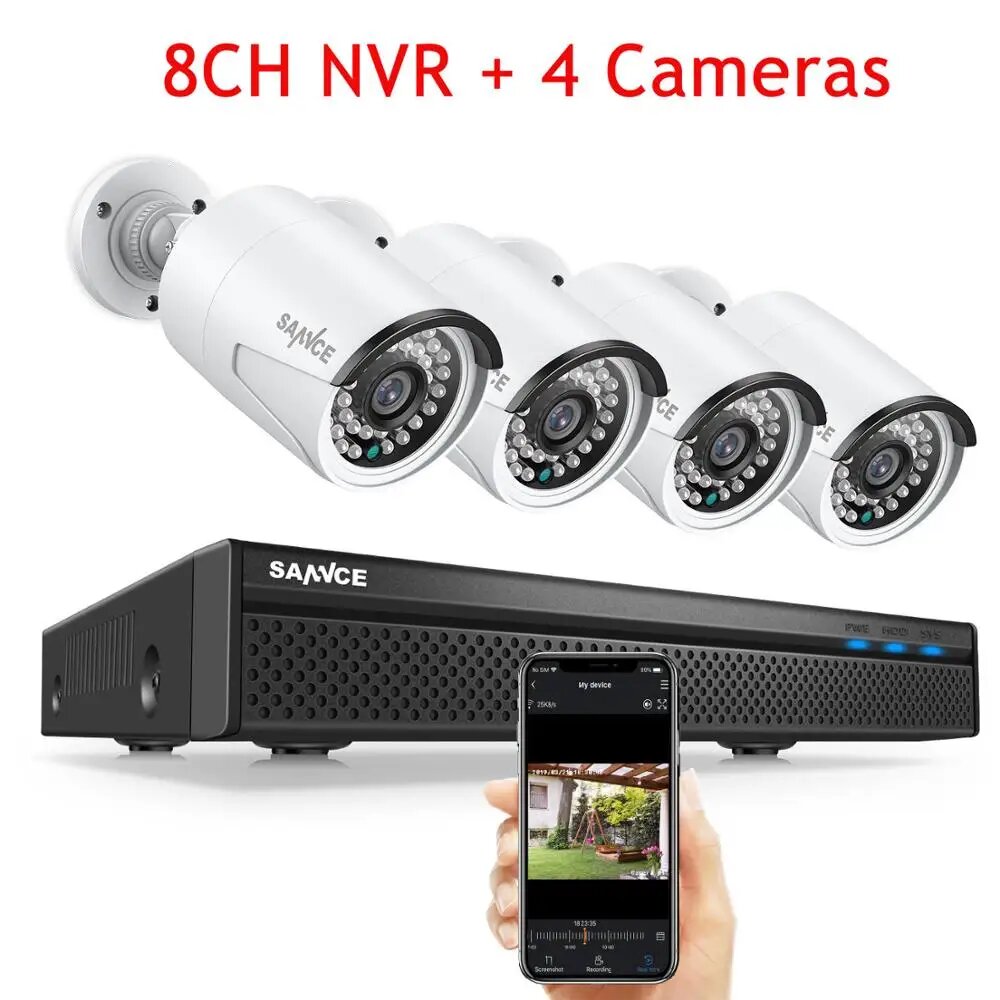 Система видеонаблюдения SANNCE 5MP POE набор 8-канальной системы NVR 8MP системы видеонаблюдения CCTV наружные IP-камеры наблюдения 5MP комплект видеонаблюдения