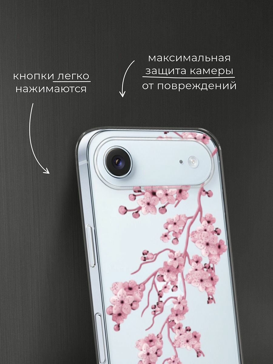 Силиконовый чехол на Apple iPhone Air / Айфон Айр с принтом Розовая веточка сакуры — фото 1
