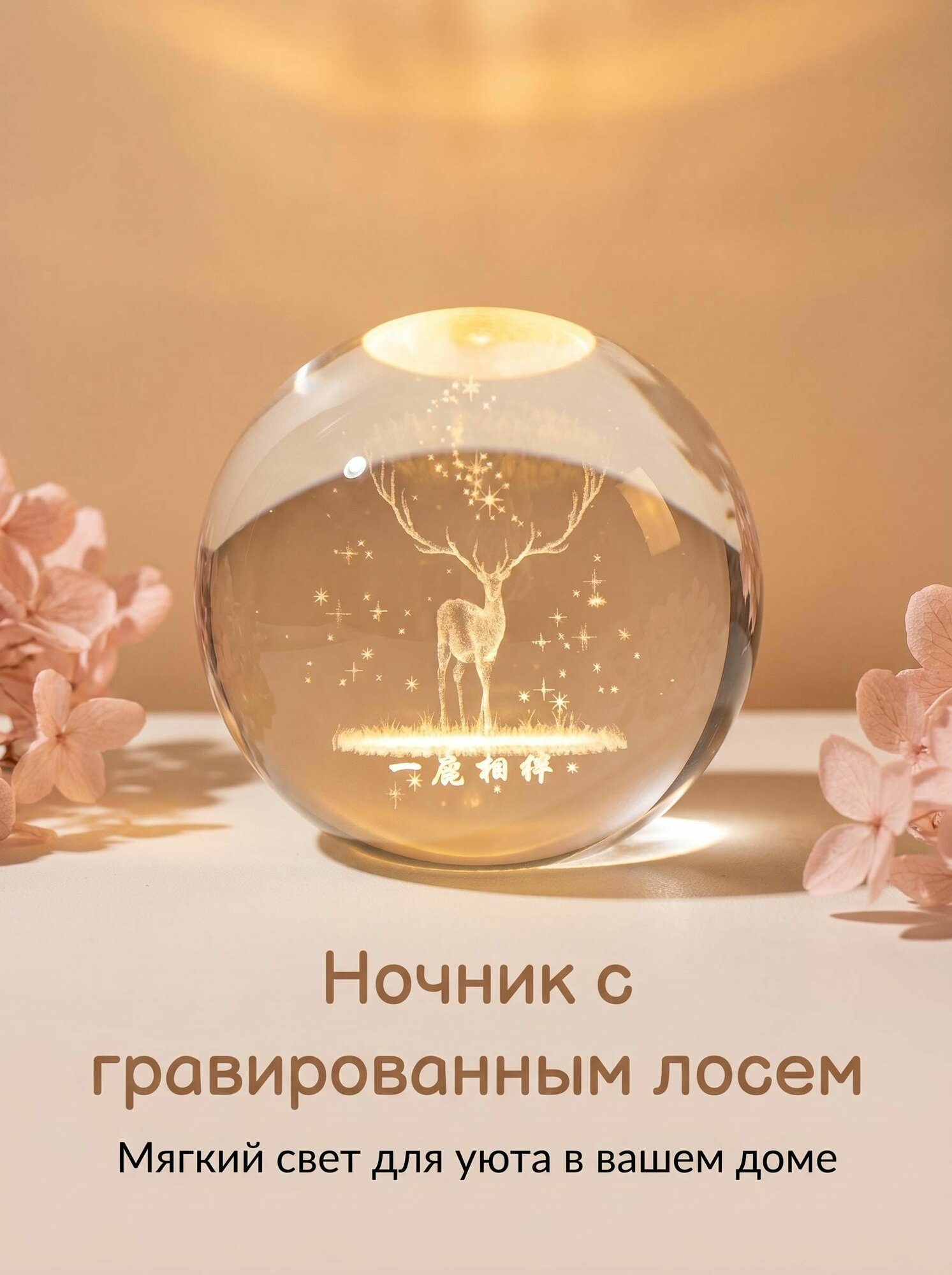 Светильник-ночник стеклянный шар