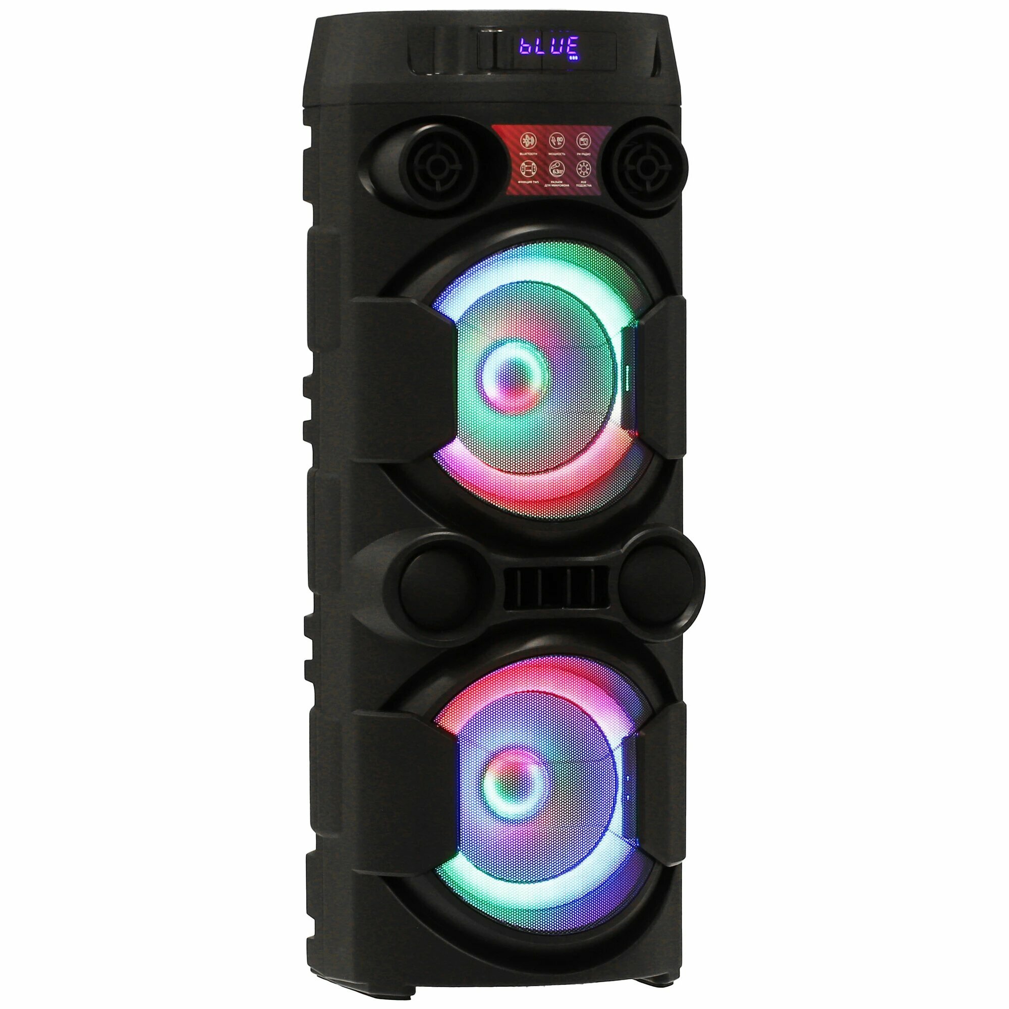Портативная аудиосистема Fiero Wonder V450 Black, 80Вт, караоке, RGB-подсветка, 6ч автономной работы