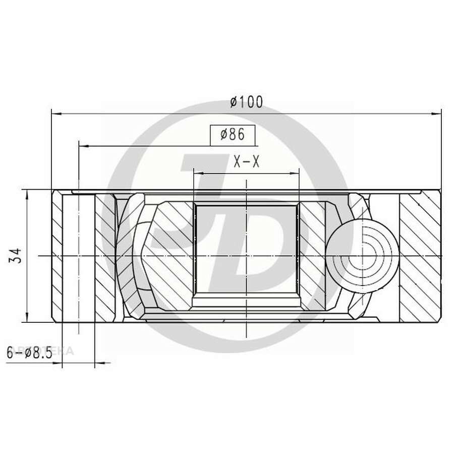 ШРУС внутренний 161010B JUST DRIVE JCN0160 AU A3 (8P1) / A3 SPORTBACK (8PA) 2.0 FSI (110 kW) 05.03 -; A4 / A4 AVANT (8D2, 8D5, B5) 1.8 T quattro (110 kW) 01.95 -9.01; VW GOLF (19E) GTI 16V (.