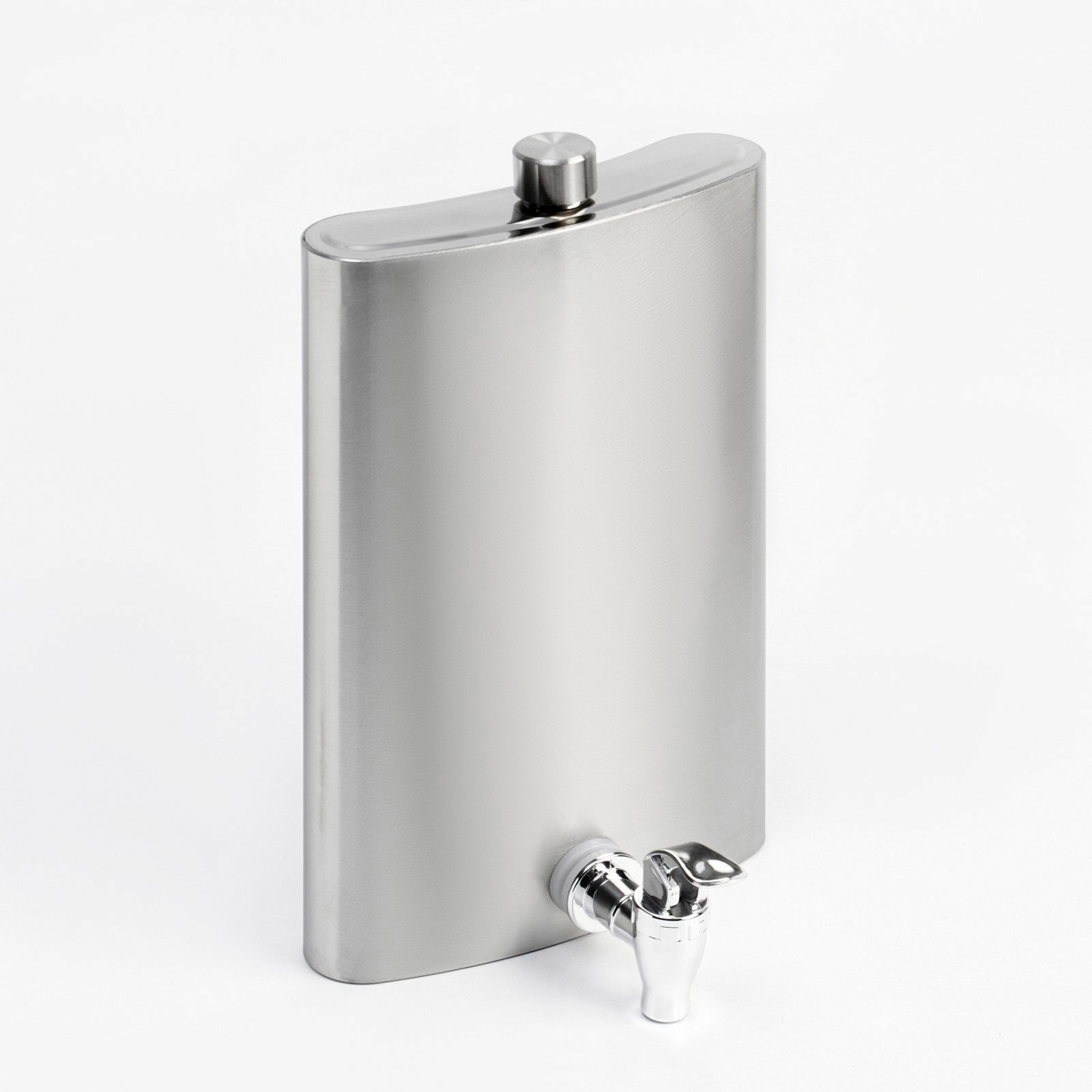 Фляжка 1.8 л, с краником, подарочная, армейская, 60 oz, нержавеющая сталь, серебристая