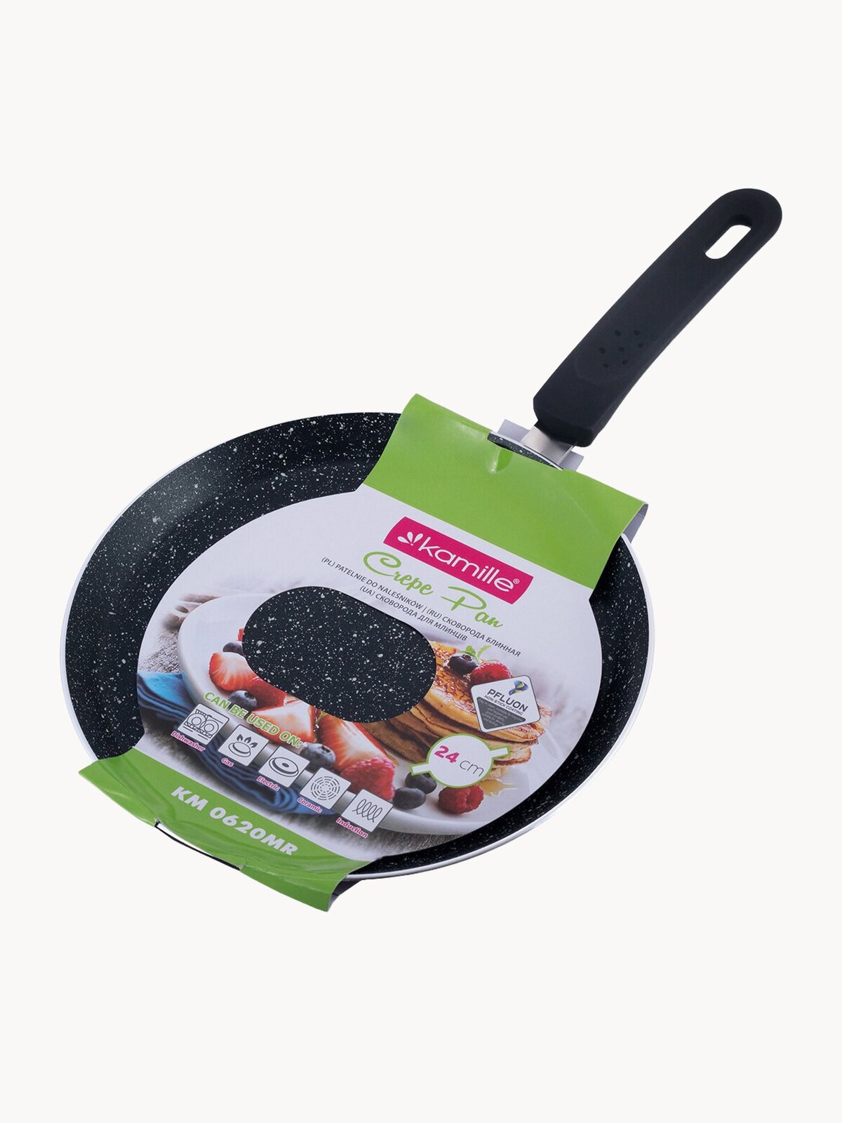 Сковорода блинная 24 см. из алюминия Kamille KM 0620MR (индукция) с мраморным покрытием
