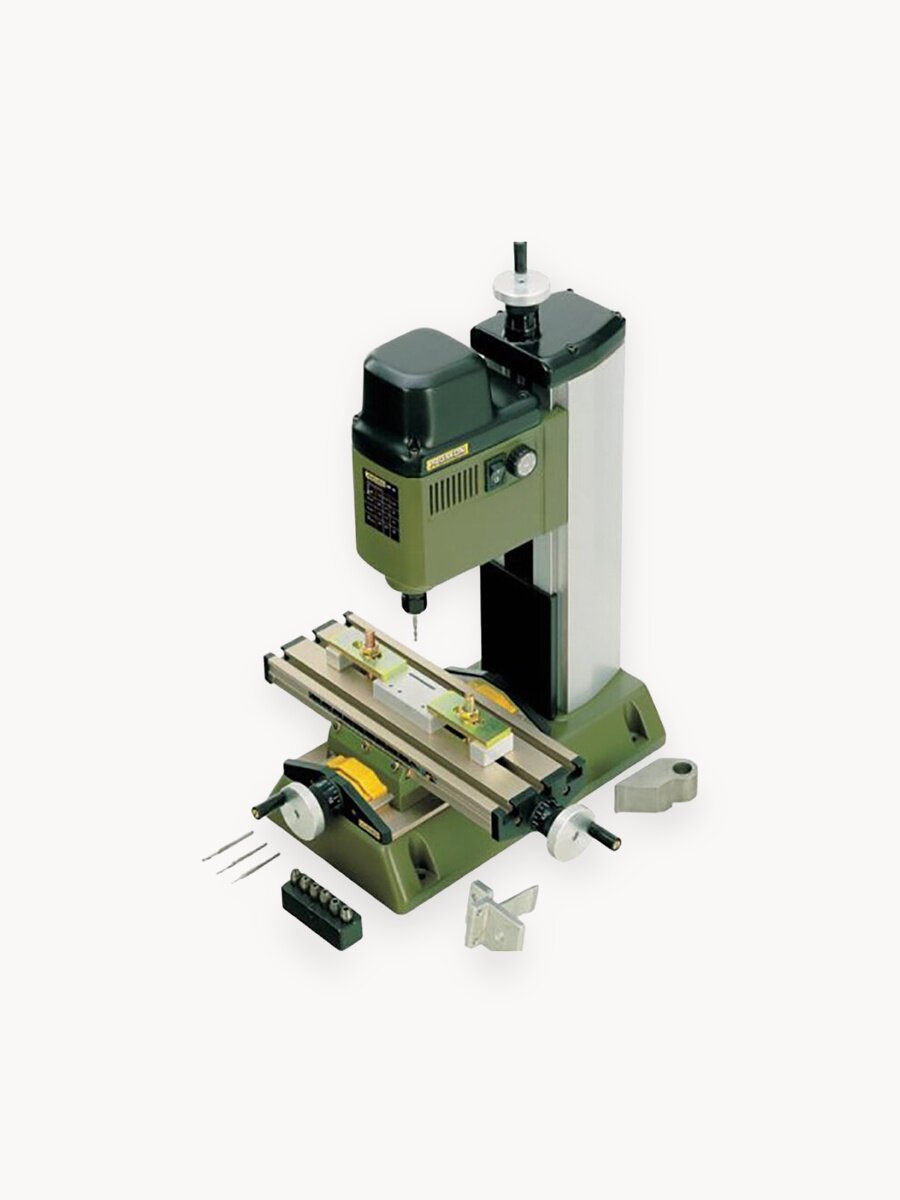 Высокоточный микрофрезерный станок MF70 с высокоточными тисками и трехкулачковым патроном, Proxxon