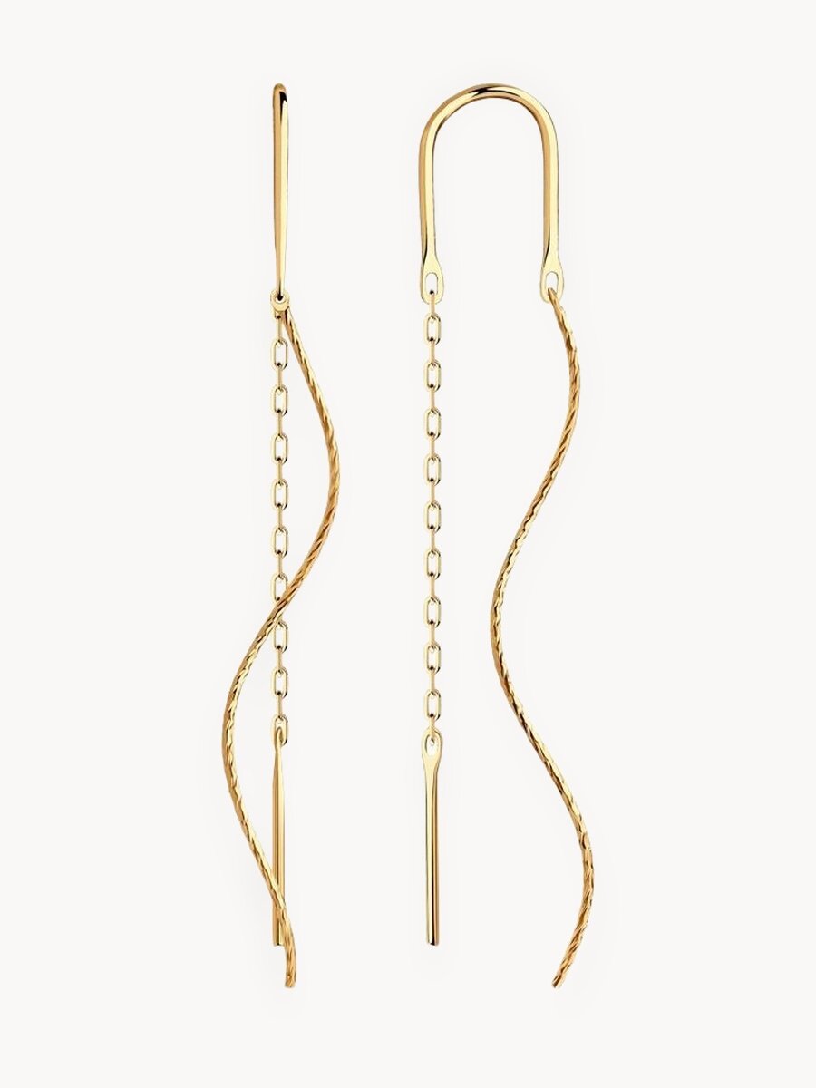 Серьги цепочки, красное золото, 585 проба