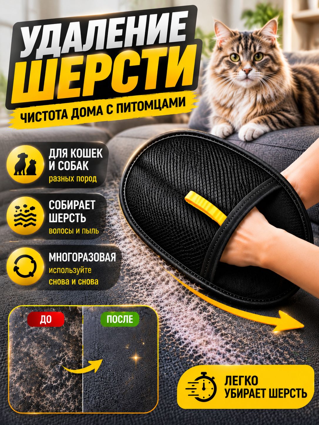 Антистатические перчатки для удаления шерсти домашних животных, позволяют удалять шерсть кошек и собак, многоразовые