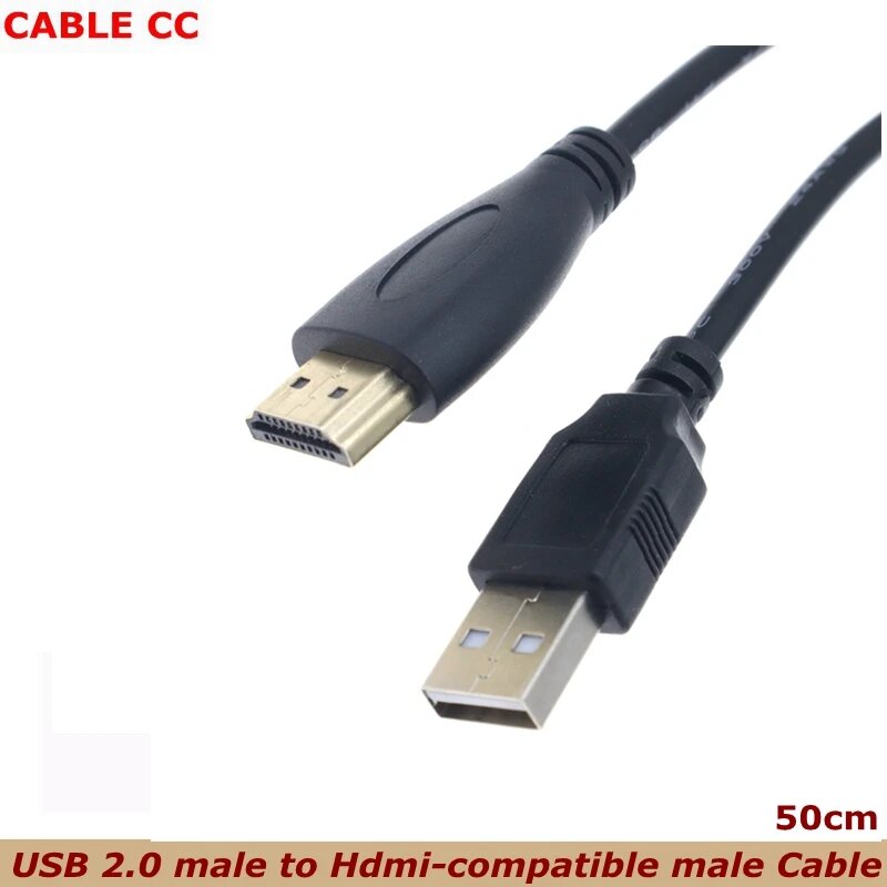 Новый 0,5 м HD-видеокабель HDMI-совместимый разъем «папа-мама» с зарядным устройством USB 2.0 Разветвитель адаптера-удлинитель